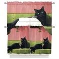Black Cat Swag Curtains Valance and Tier Set, Boho Lack Animal Cocktail ...