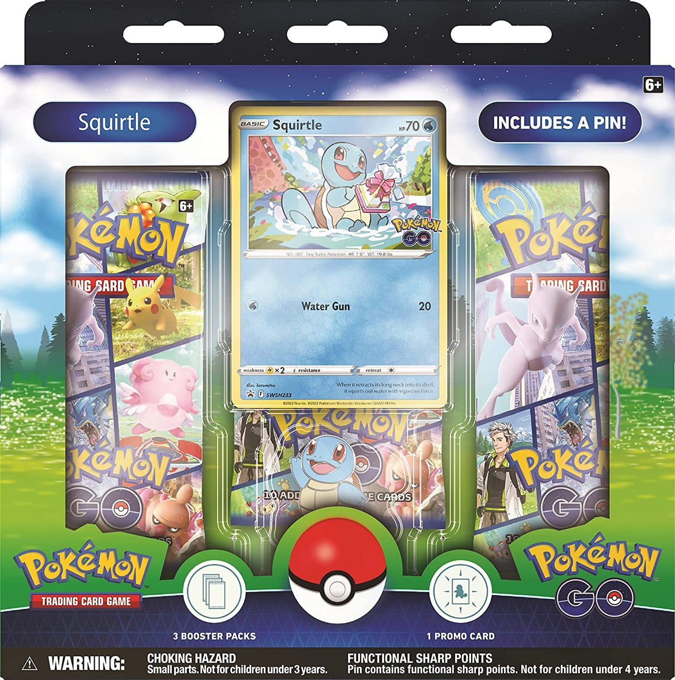 Pokemon GO Squirtle Pin Collection Box (3 Booster Packs, 1 Promo Card ...