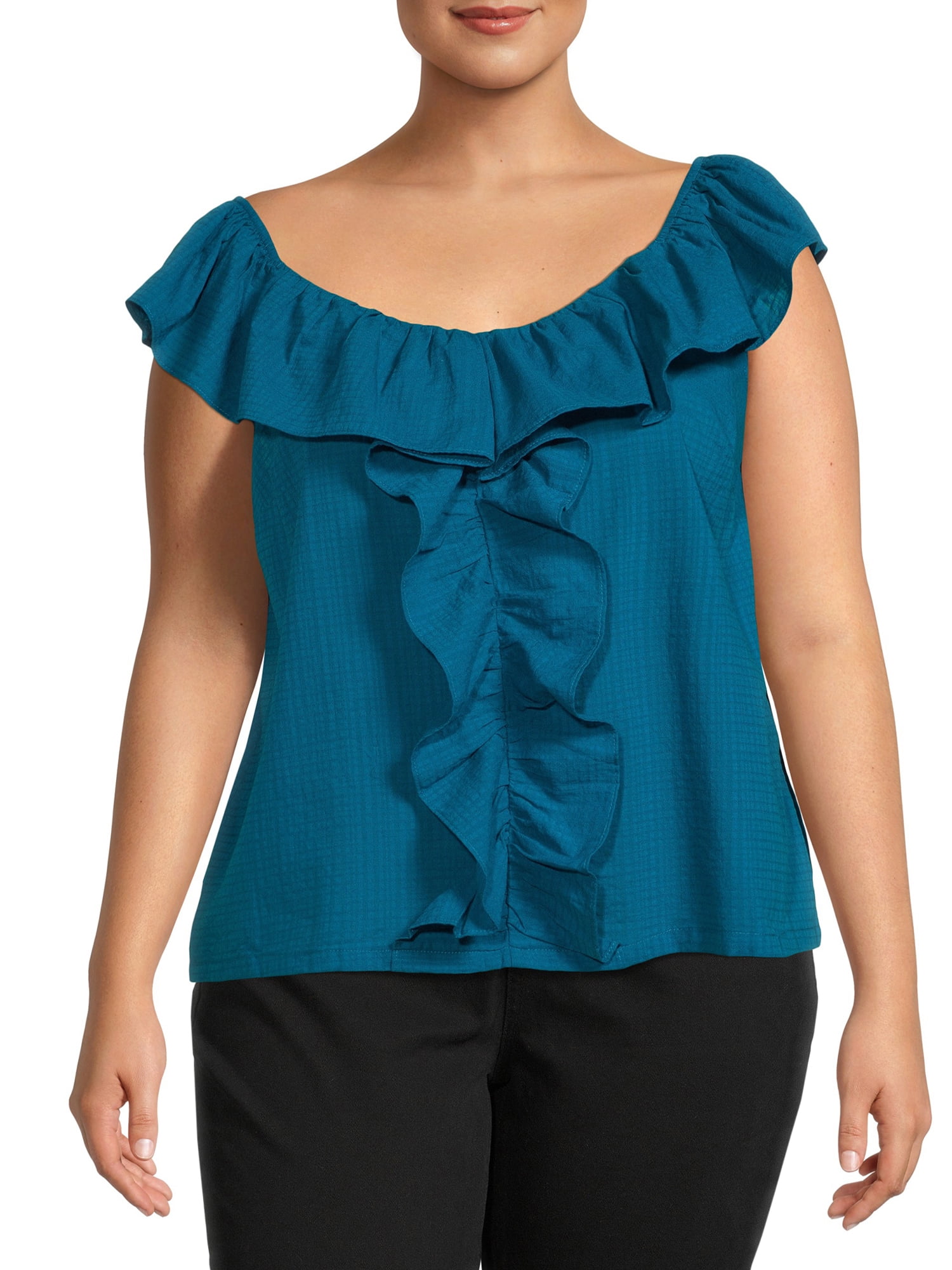 Terra & Sky Women's Plus Size Ruffle Top - Walmart.com