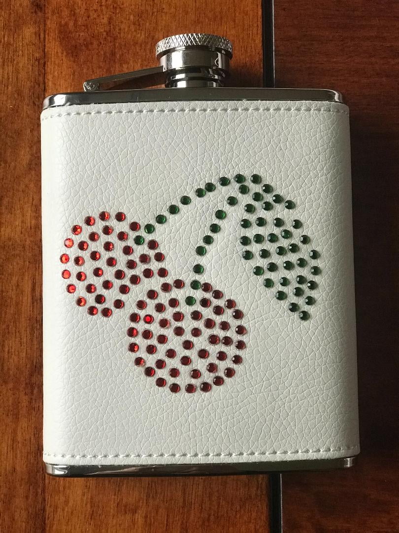 TB06-3159BPU White leather and strawberry flask, 6 Oz, Stainless Steel - Walmart.com