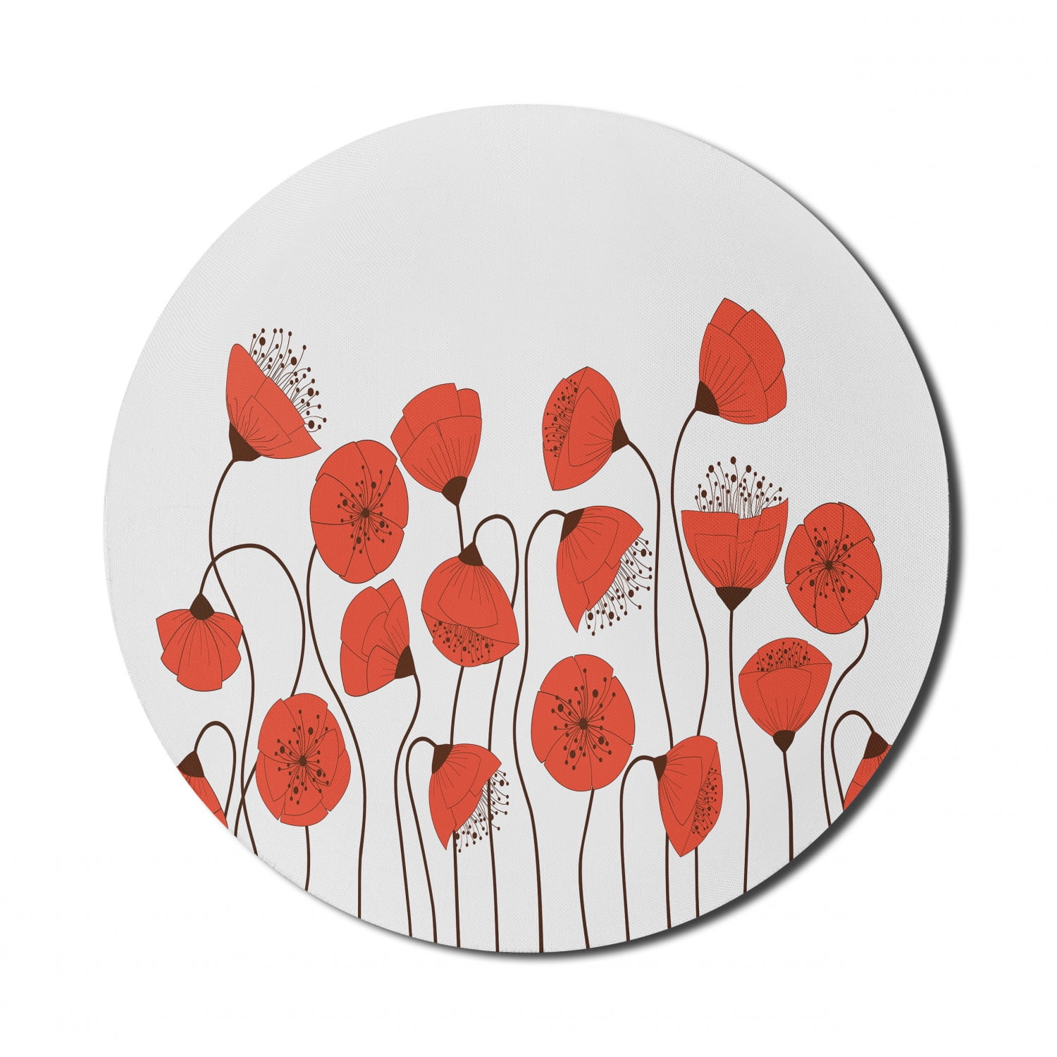 Flower Mouse Pad for Computers, Poppy Flowers Blossom Art Deco Style ...