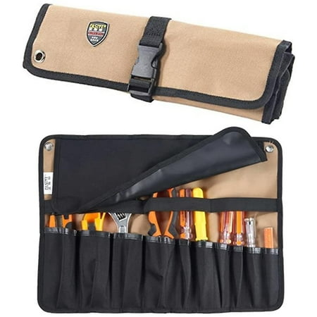 One Piece Tool Kit/Bag/Bags 10 Pockets Tool Holder Roll Storage Pouch ...