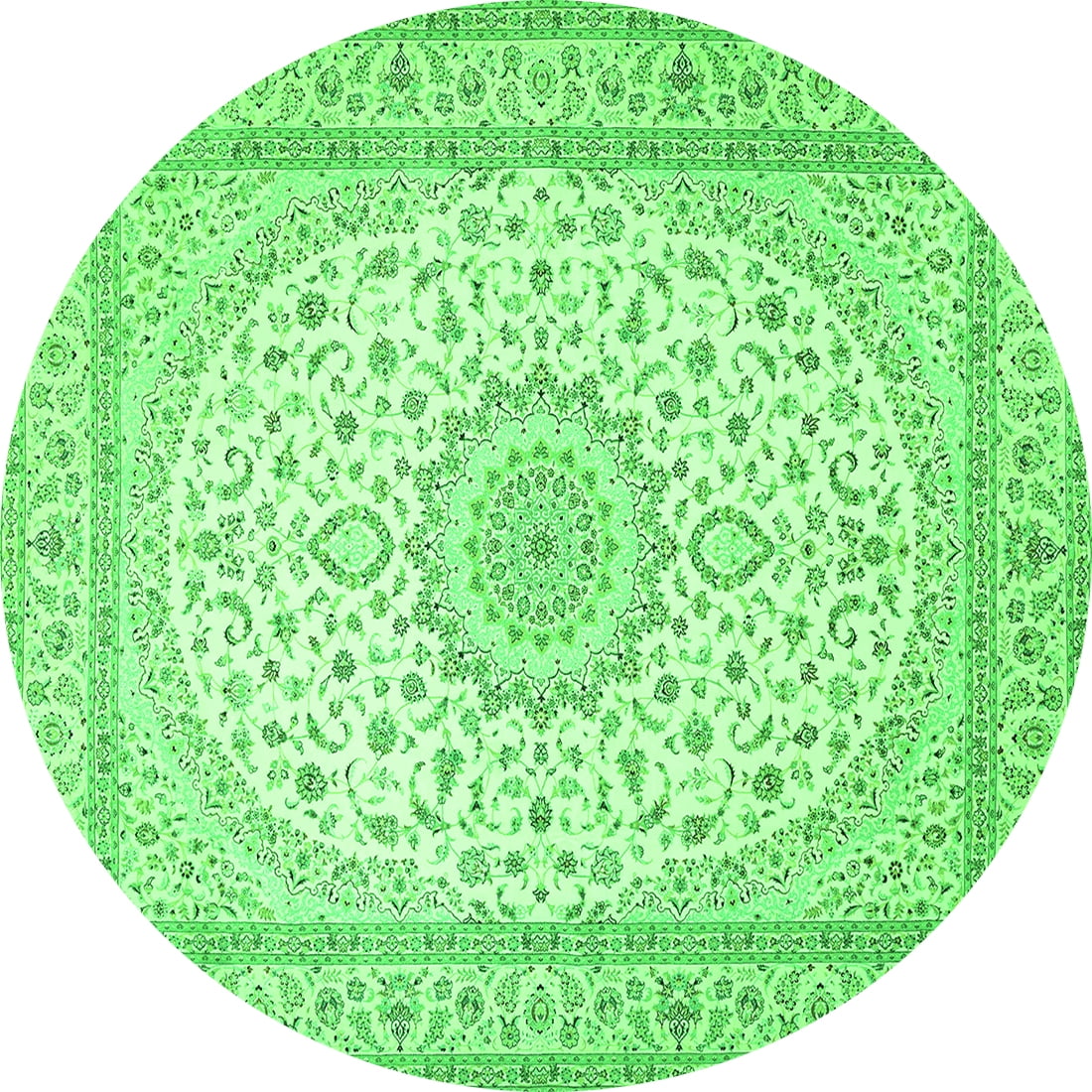 Ahgly Company Indoor Round Medallion Green Traditional Area Rugs, 6 ...