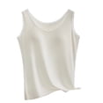 Ticikt Soft Knit Built-in Bra Vest, No Wire Padded Basic Sleeveless ...