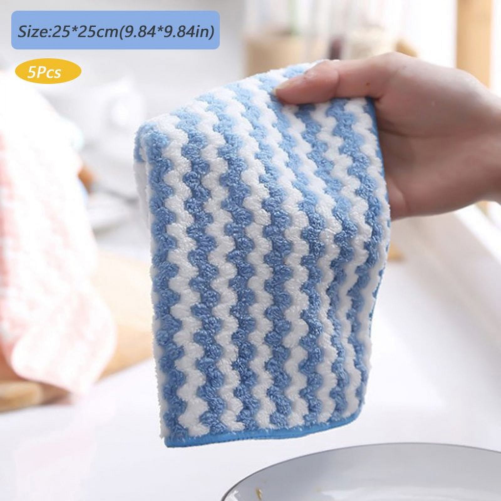5 PCS Microfiber Cleaning Rag Super Absorbent Coral Fleece Cloth ...