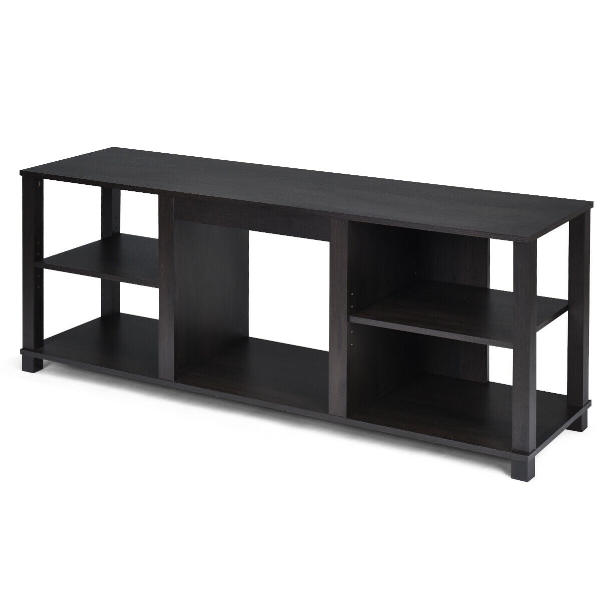 Gymax 2-Tier TV Stand Storage Cabinet Console Adjustable Shelves Living ...