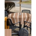 Cocoa White Stripes Square Outdoor Tablecloth with Umbrella Hole Modern ...
