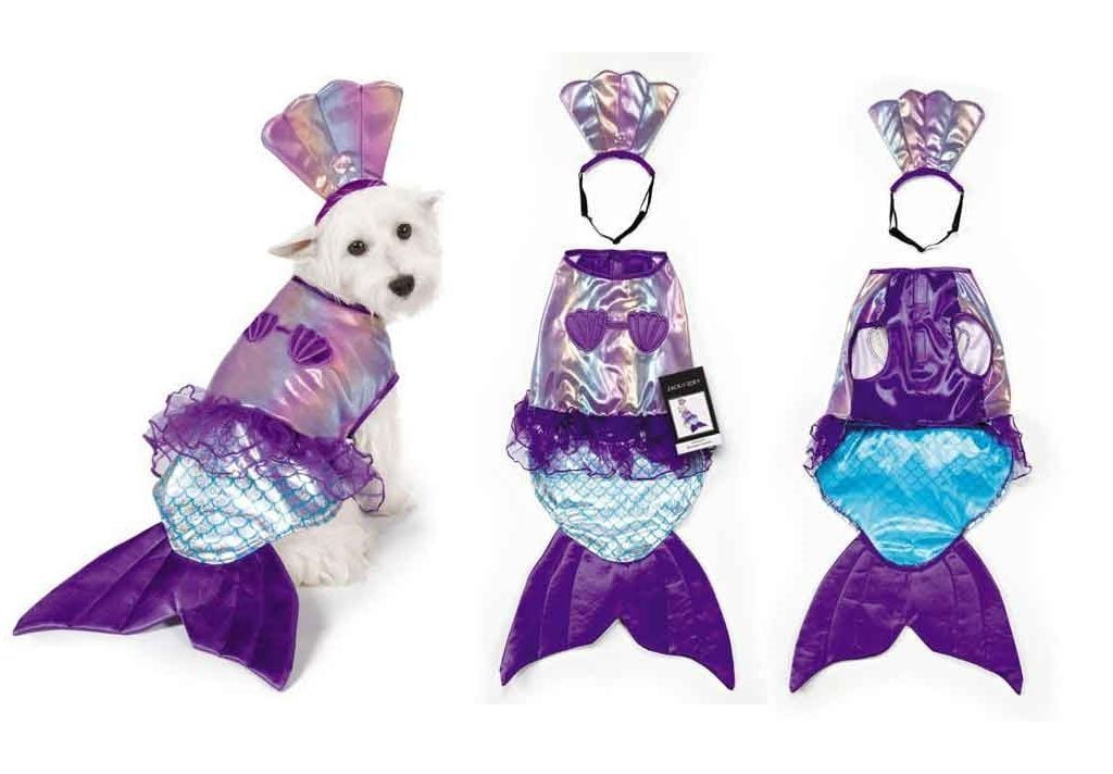 Iridescent Mermaid Dog Costume Mythical Blue Purple Shimmery Shell Top ...