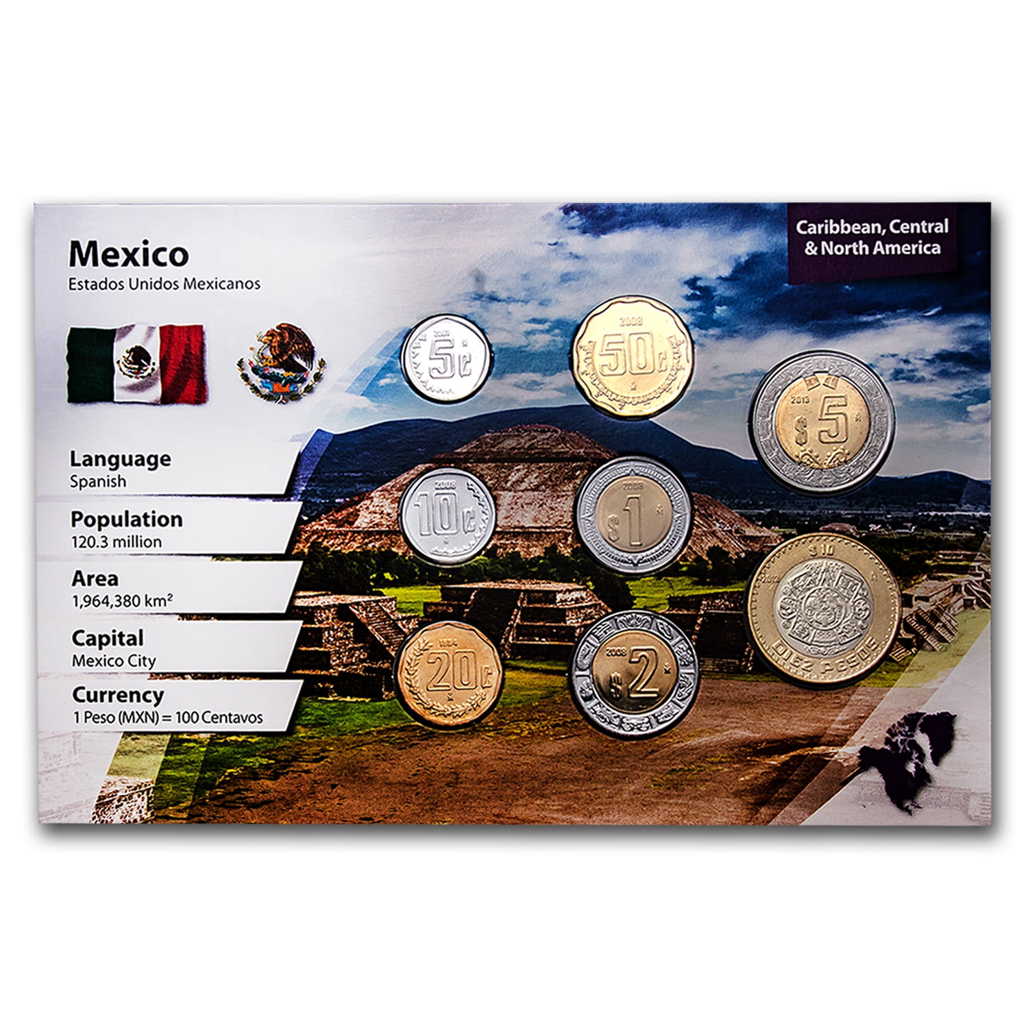 1998-2009 Mexico 5 Centavo-10 Pesos Coin Set BU (Landscape Pkg ...