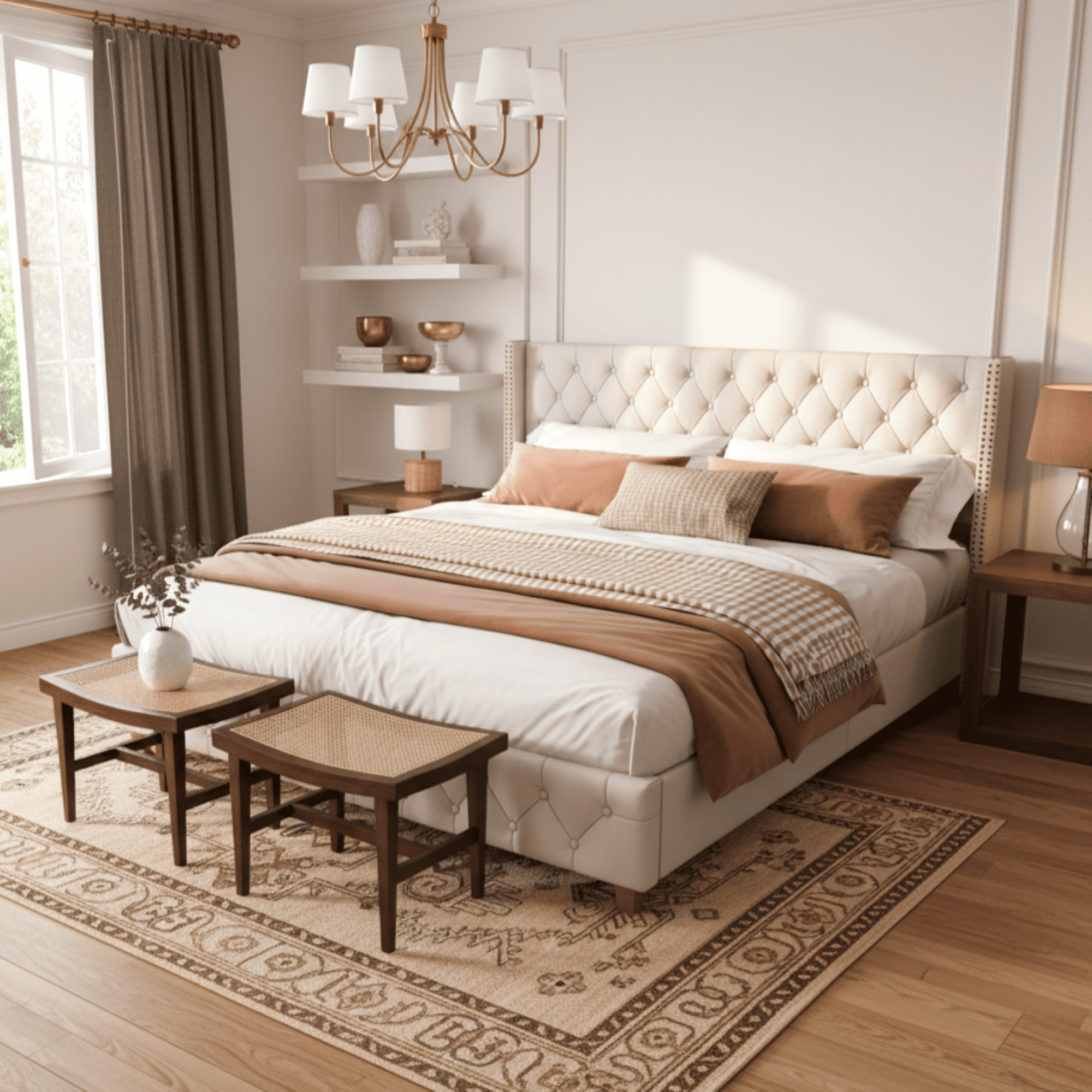 Click here for Noble House Queen Size Linen Upholstered Platform... prices