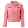 Women's Lightweight Basic Solid Color Denim Jacket with Pockets, Button ...