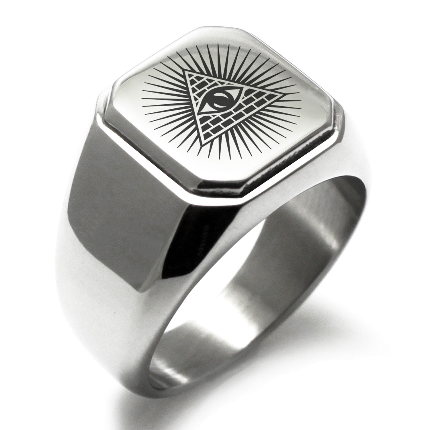 Stainless Steel All Seeing Eye of Providence Engraved Square Flat Top ...