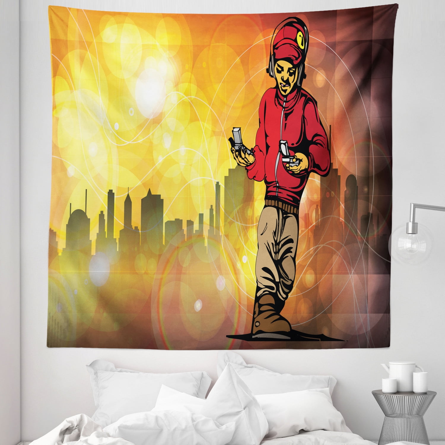 Hip Hop Tapestry, Rap Music and Dance Themed Image a Rapper Guy City ...
