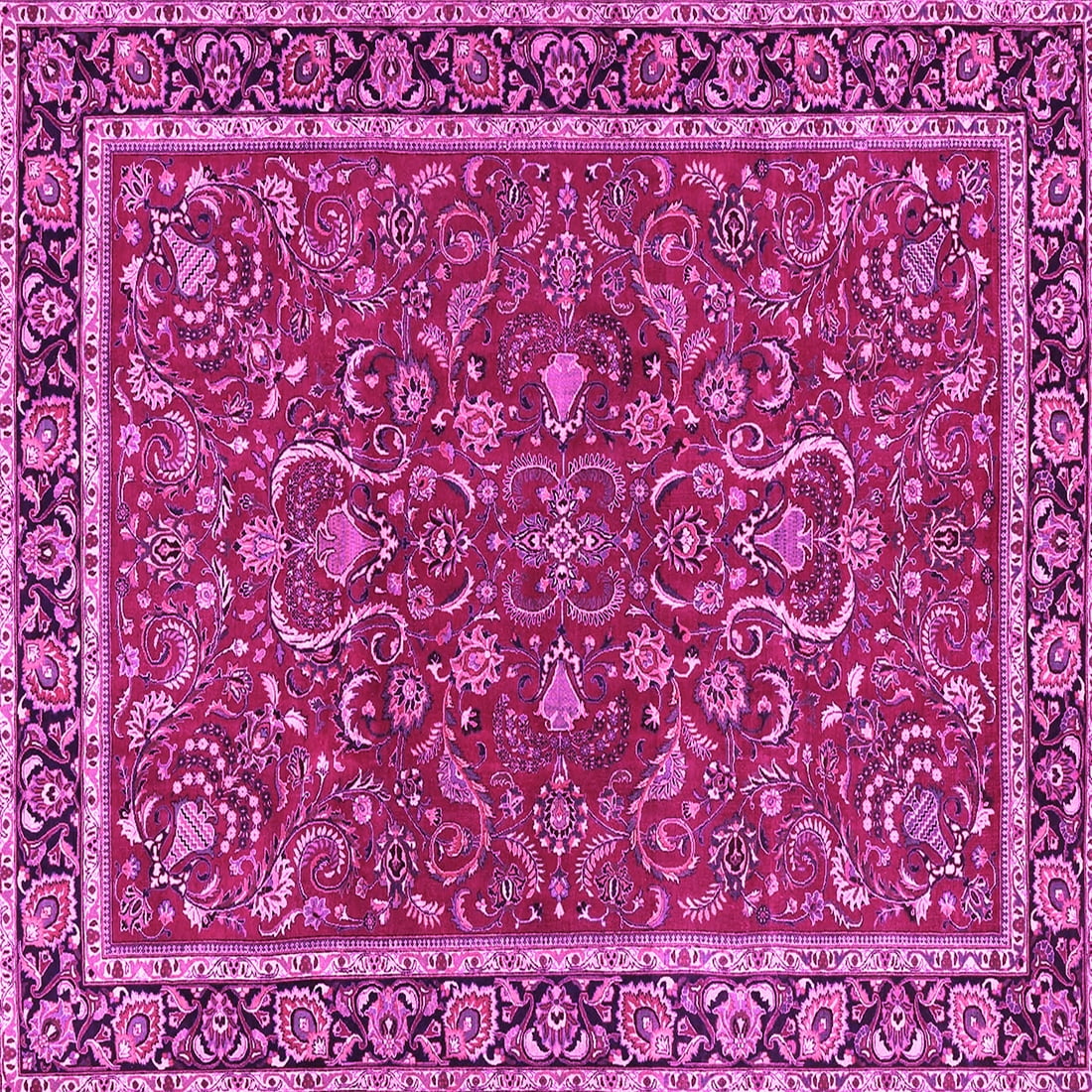 Ahgly Company Indoor Square Persian Pink Traditional Area Rugs, 7 ...