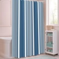 Blue White Stripes Shower Curtain, Lines Modern Vertical Stripes ...