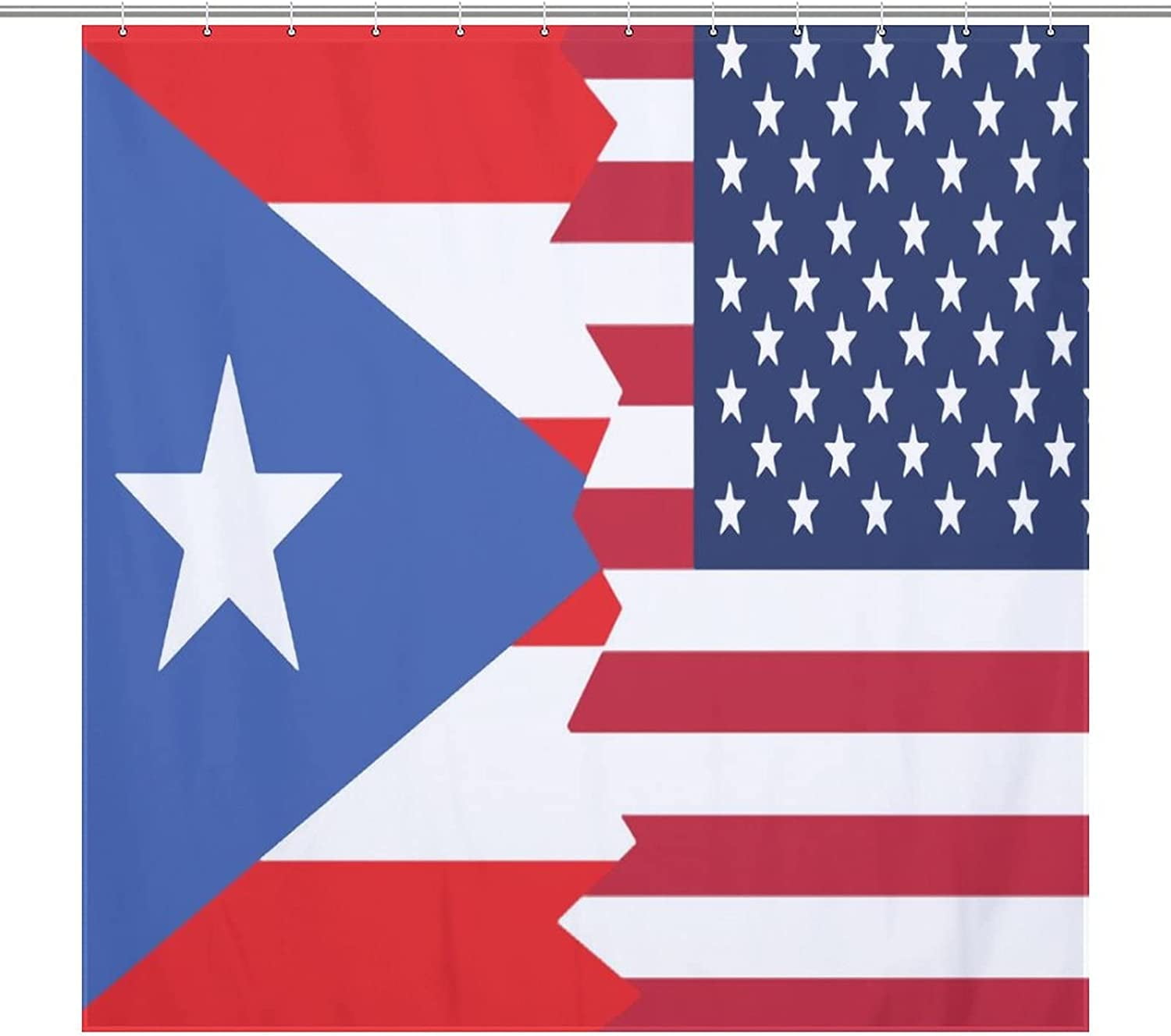 Puerto Rican American Flag Shower Curtain with Hooks Fabric Cloth Decor ...