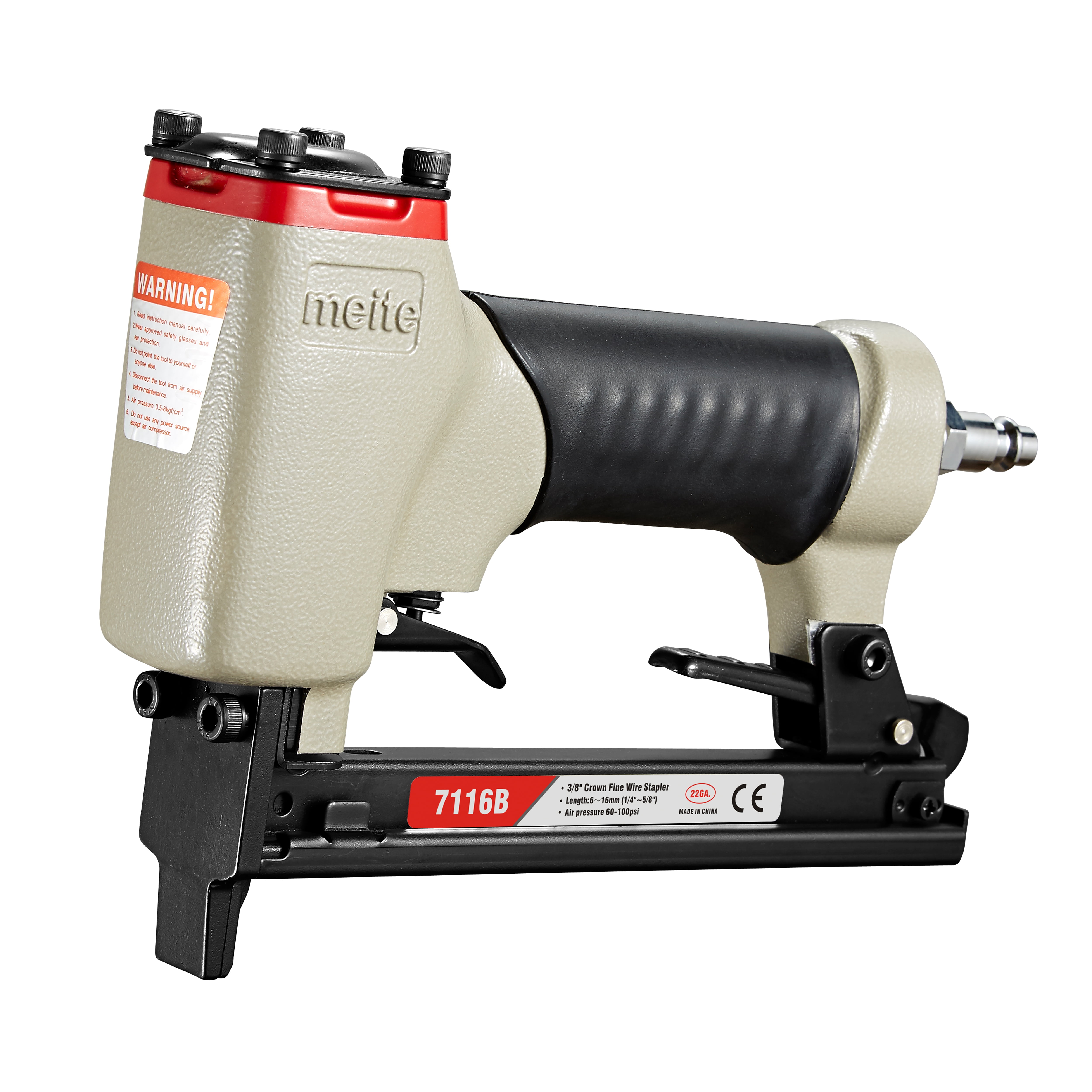 meite 7116B Pneumatic Upholstery Stapler Air Staple Gun, Uses 22 Gauge ...