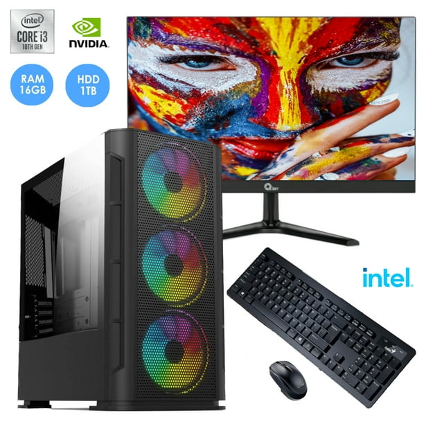 Computadora PC gamer armada i3 10100f Intel Disco duro 1TB 16GB RAM Nvidia 80+ Monitor 21.5 ...