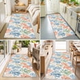 2x6 Red Blue Coral Runner Rug for Hallway, Washable Non Slip Low Pile ...