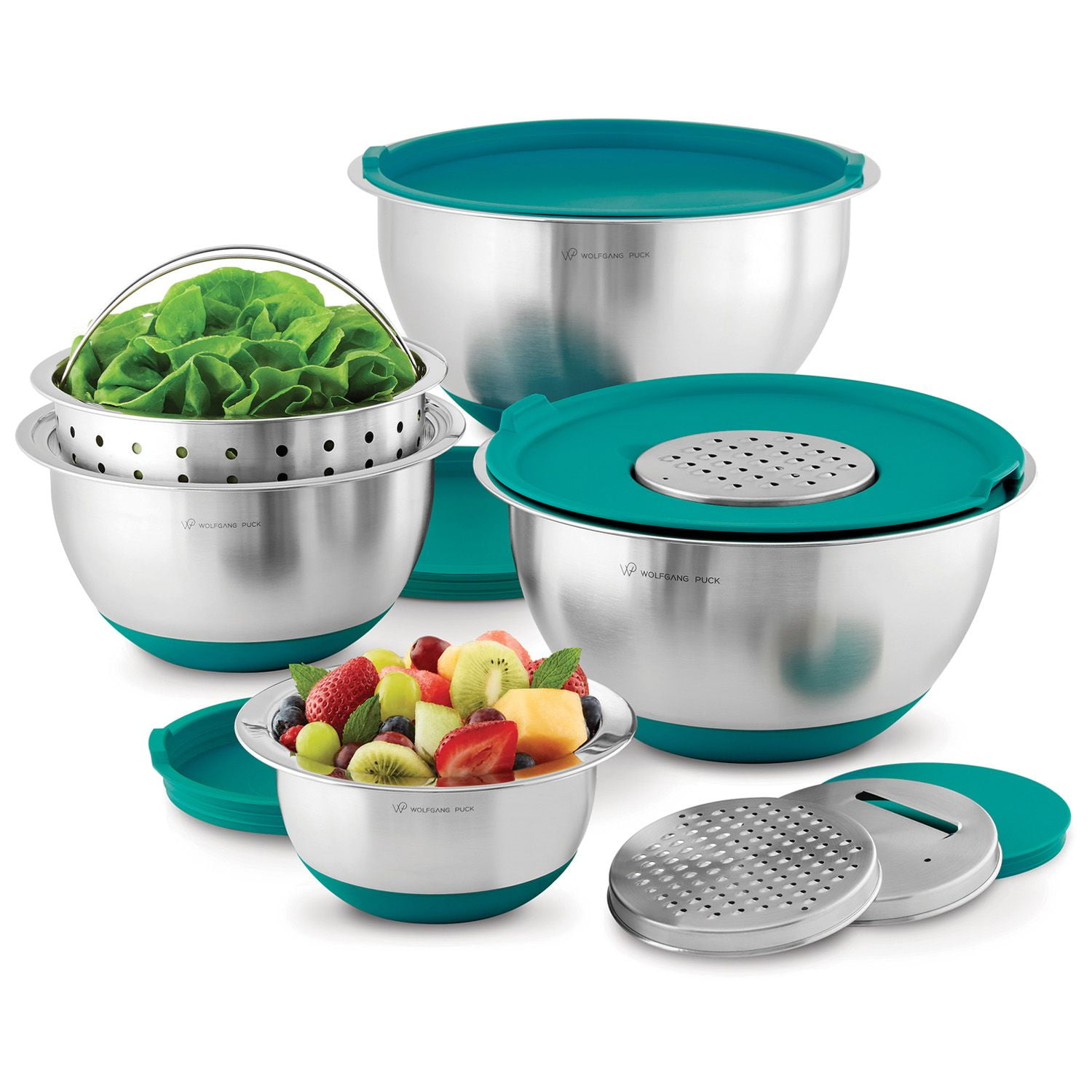 Wolfgang puck stainless steel mixing bowls with lids - worldofquest