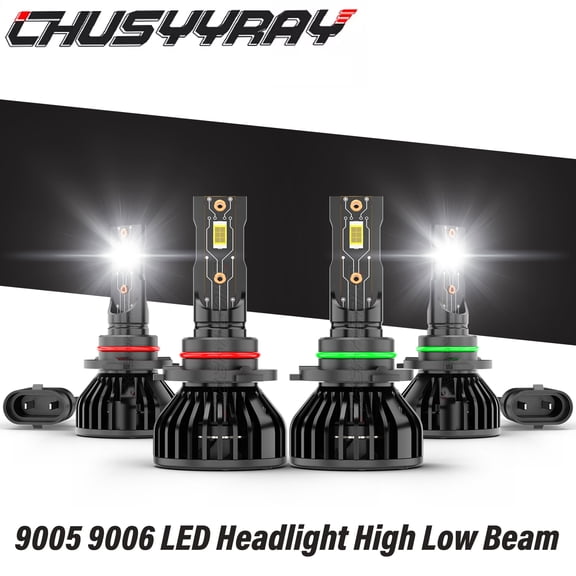 CHUSYYRAY LED Headlight 9005 High Beam 9006 Low Beam Bulbs Combo Kit ...