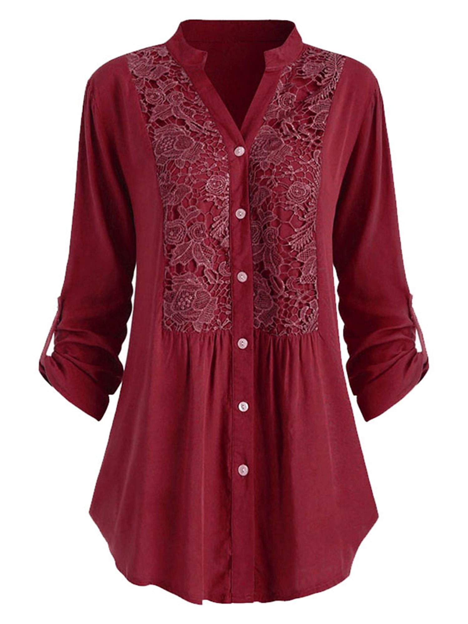 Frontwalk Long Sleeve Dressy Blouse for Women Elegant Button Lace V ...