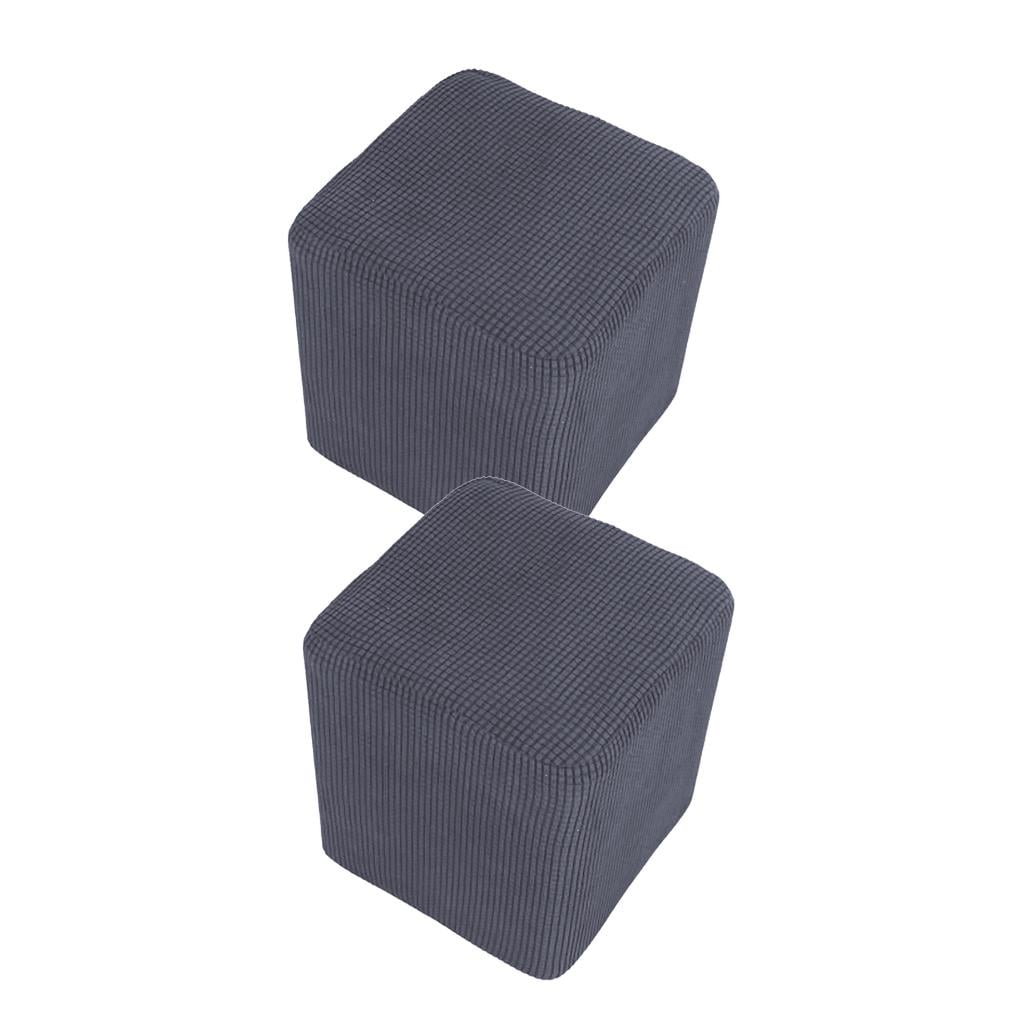 1013 Square Ottoman Slipcover Stretch Footstool Cover Footrest Gray*2 ...