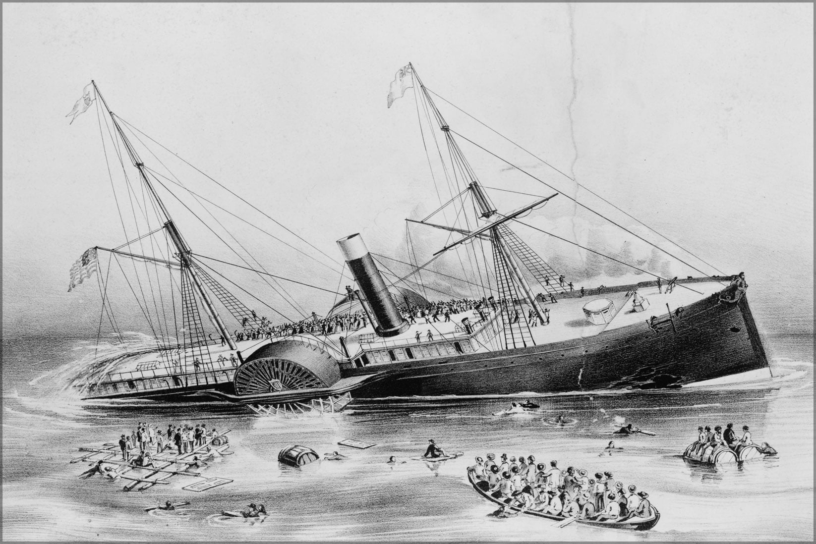 24"x36" Gallery Poster, Loss of the Steamship Steamboat Arctic ...