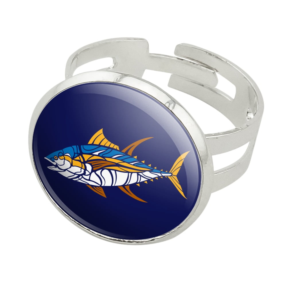 Tuna Fish Design Silver Plated Adjustable Novelty Ring - Walmart.com