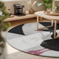 Black White Swan Round Living Room Rugs 5 ft, Vintage Romantic Swan ...