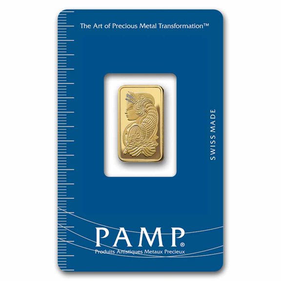 Pamp Suisse 5 Gram Gold Bullion Bar, Lady Fortuna Design, .9999 Pure ...