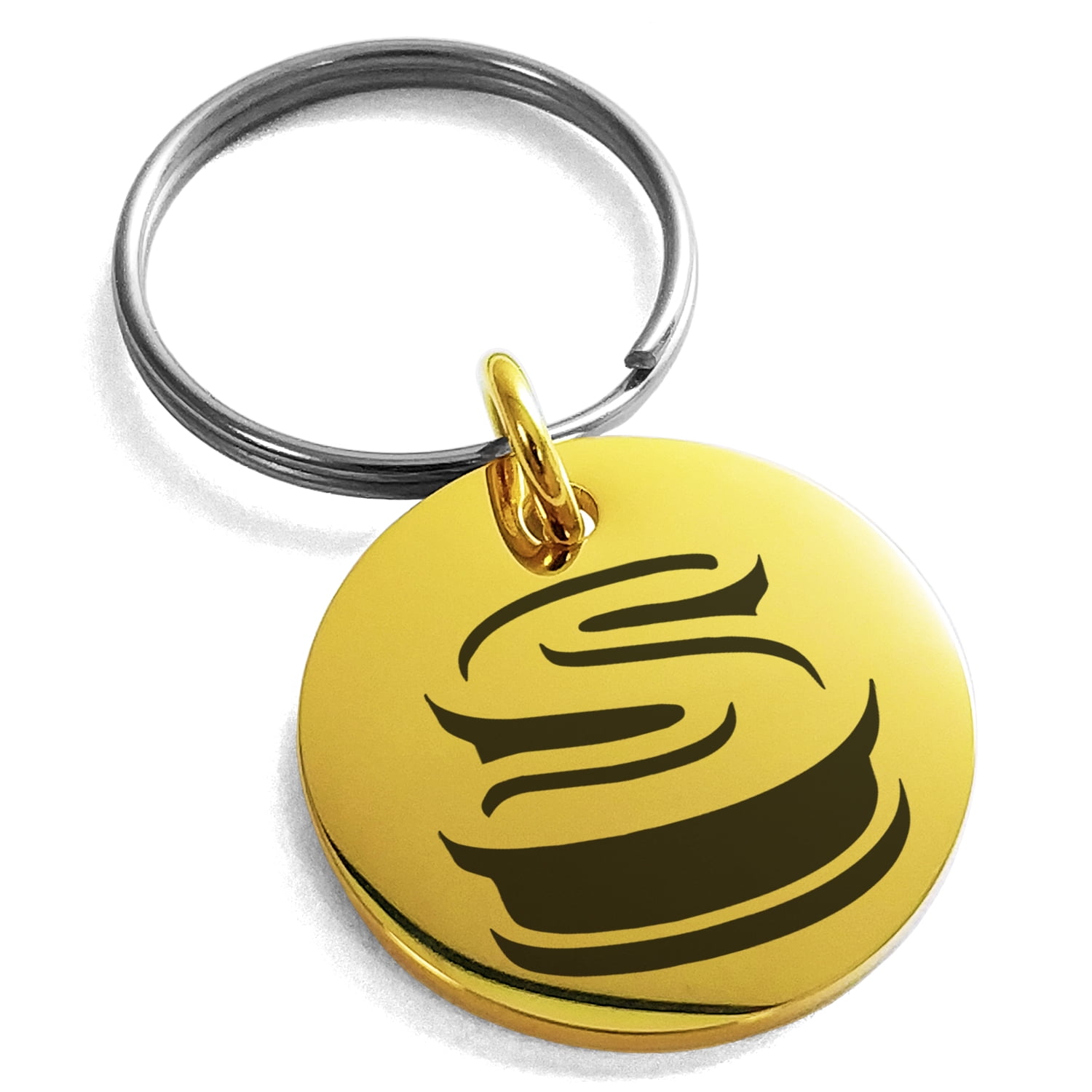 Stainless Steel Letter S Initial 3D Monogram Engraved Small Medallion ...