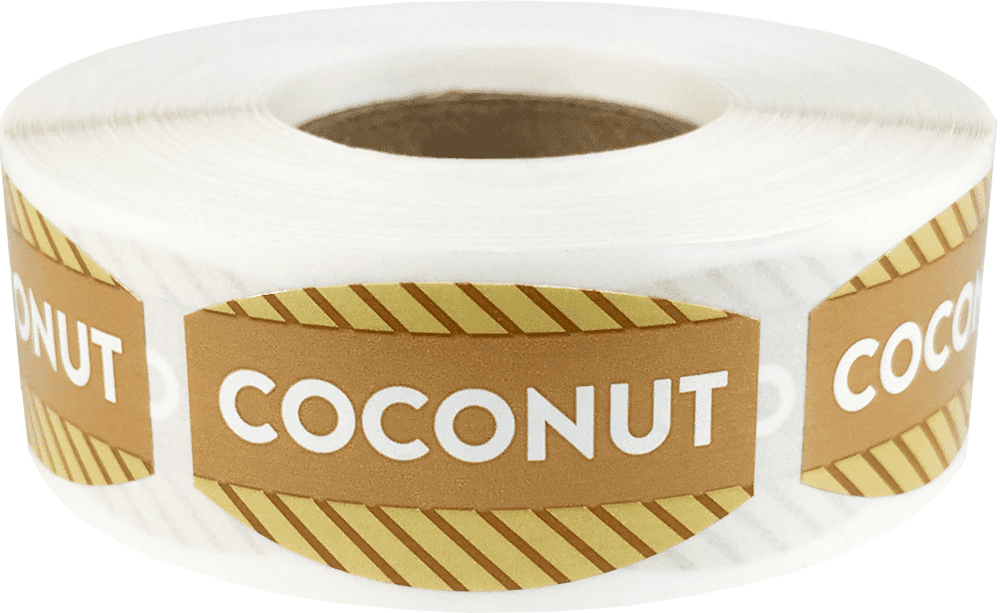 Coconut Grocery Store Food Labels .75 x 1.375 Inch Oval Shape 500 Total ...