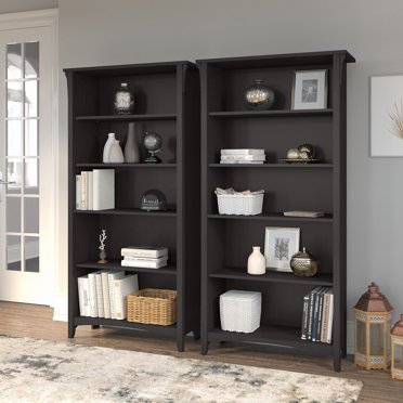 Hybrid Tall 5 Shelf Bookcase with Doors in White - Engineered Wood ...