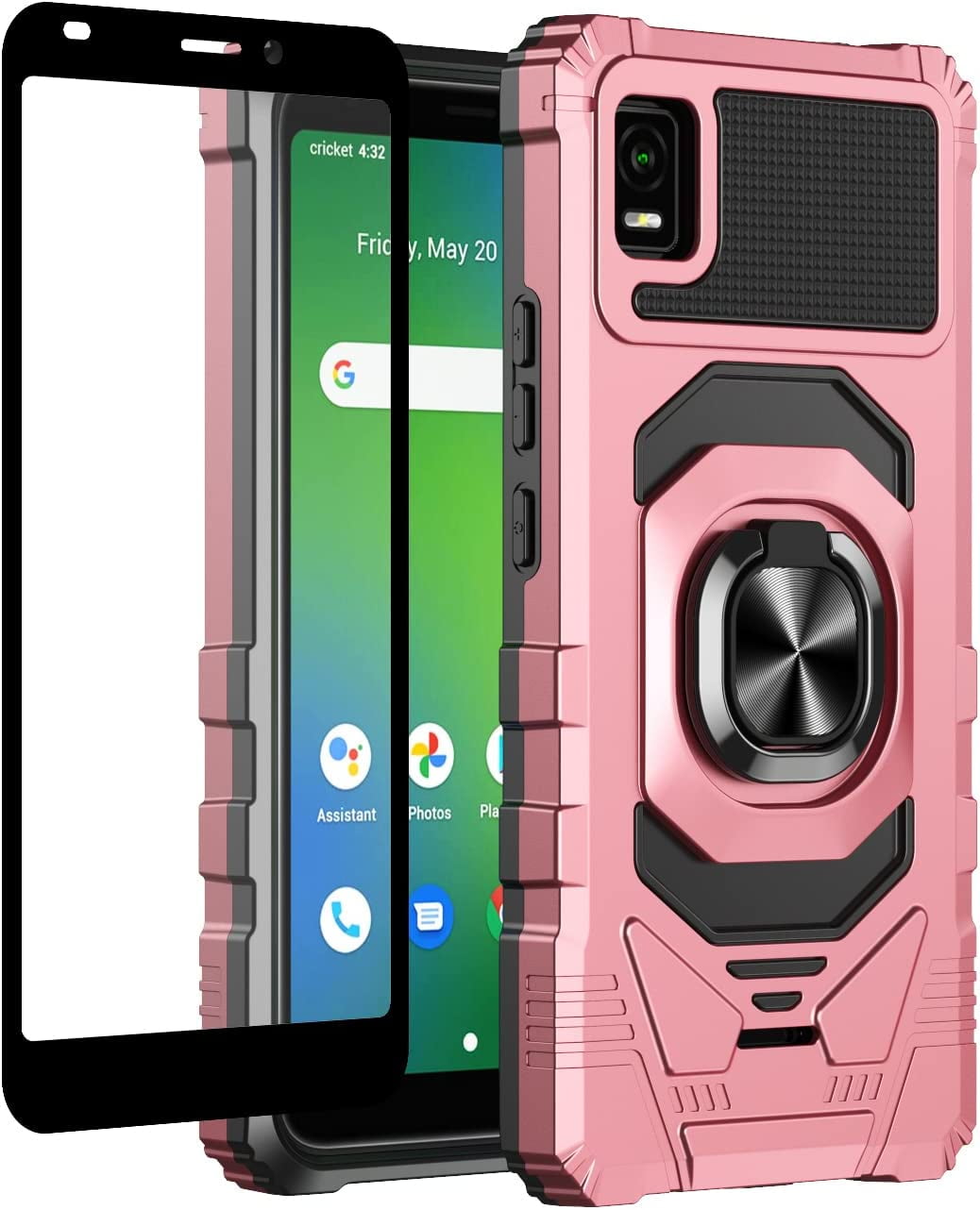 Compatible for Cricket Vision Plus Case w/Tempered Glass Screen ...