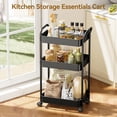 3-Tier Metal Rolling Cart, Sturdy Storage Utility Carts with Wheels ...