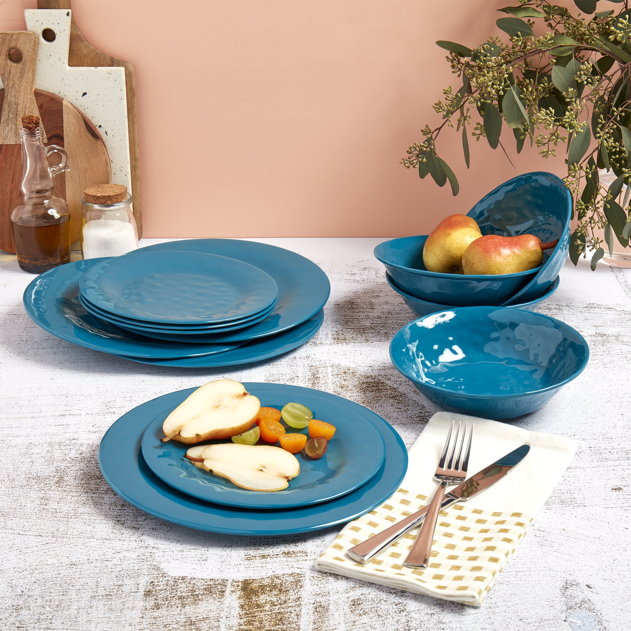 Buy Tabletops Gallery 12PC Summer Fun Melamine Dinnerware Set - Ocean ...