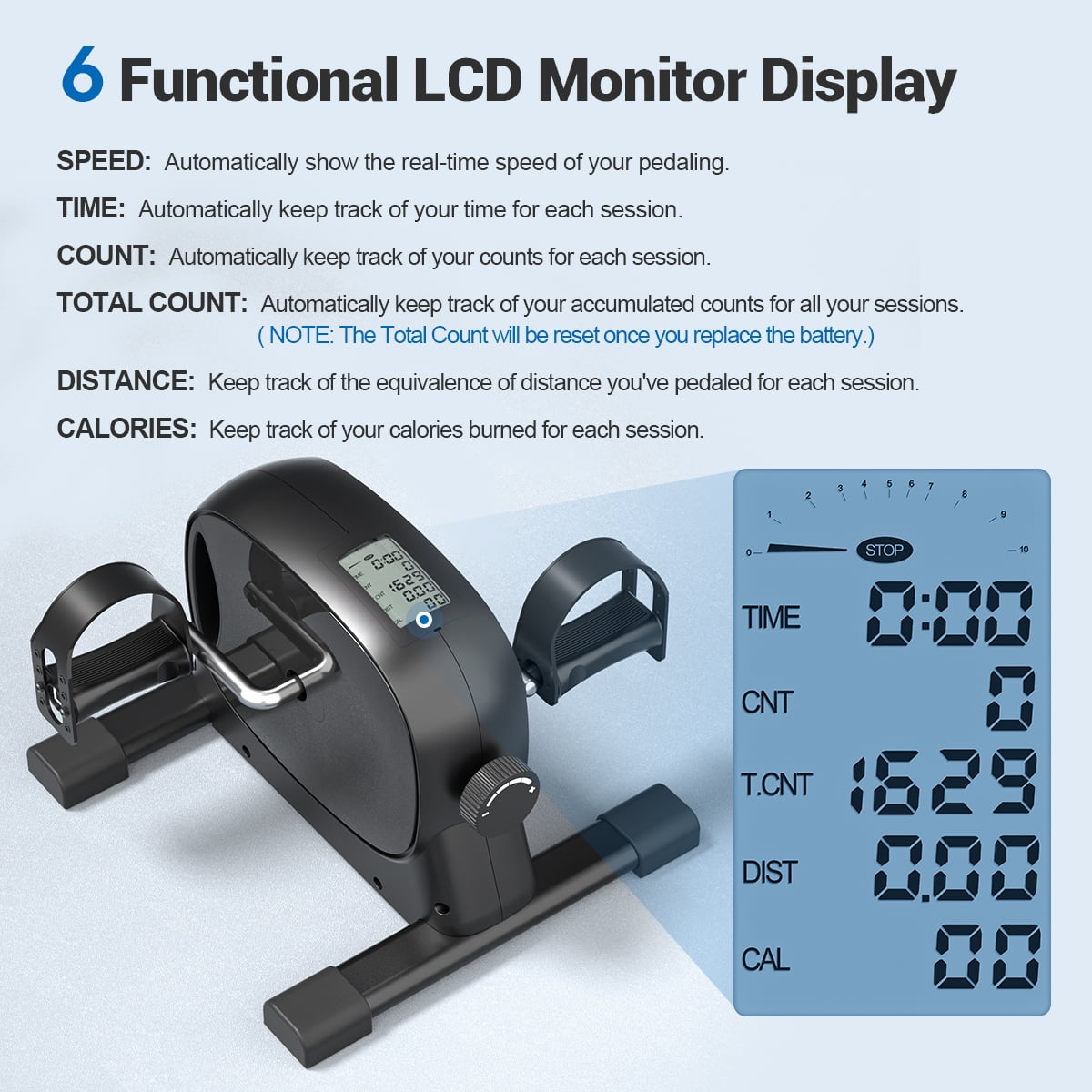 Buy TODO Mini Exercise Bike Pedal Exerciser Foot Peddler Portable ...