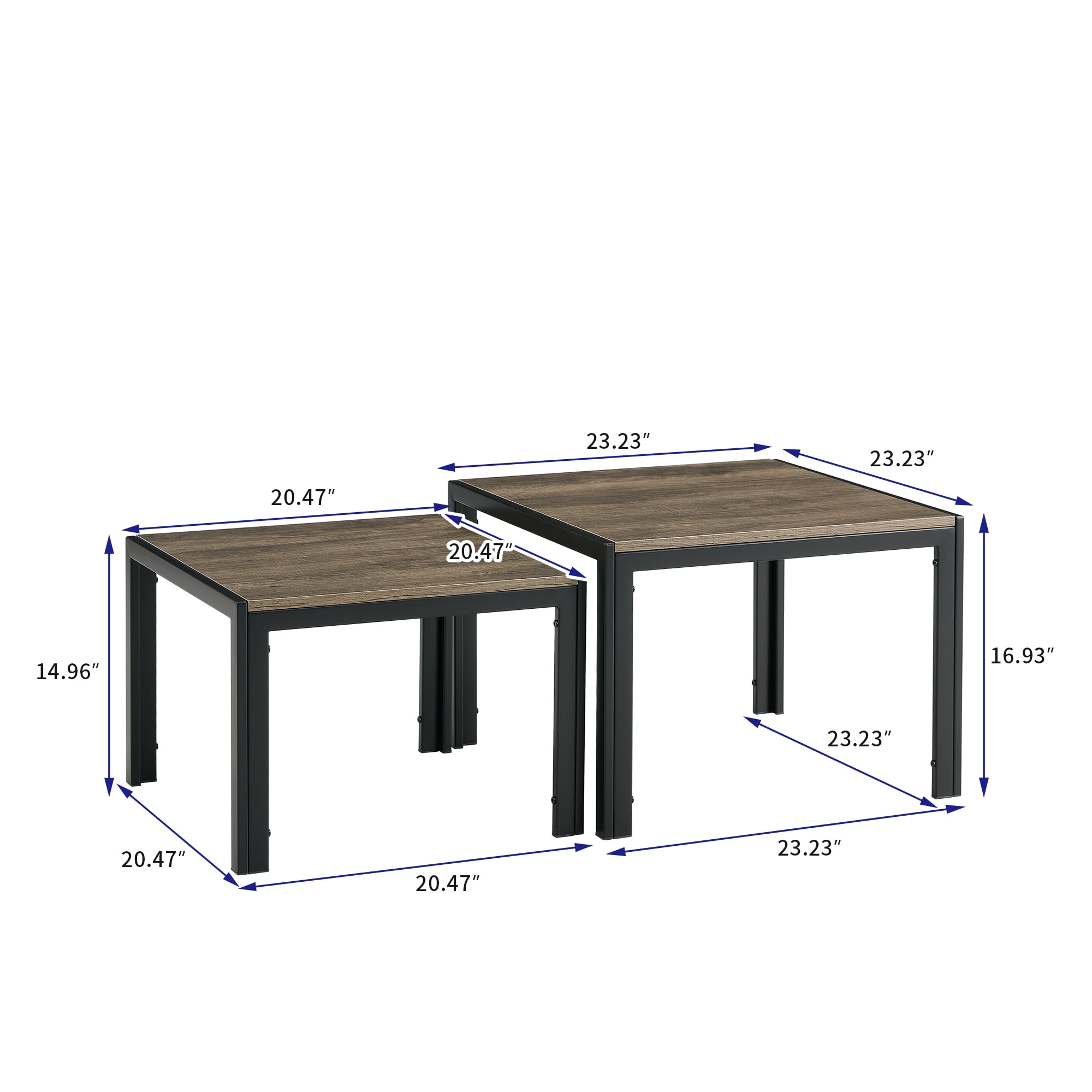 EEPHO Nesting Coffee Table Set of 2, Square Modern Stacking Table with ...