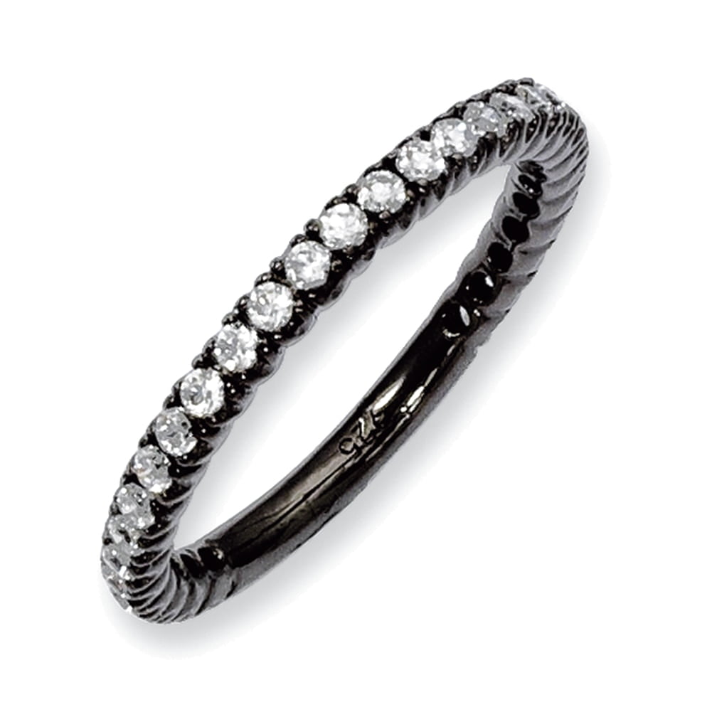 Lex & Lu Sterling Silver Ruthenium-plated 28 Stone CZ Ring - Walmart.com