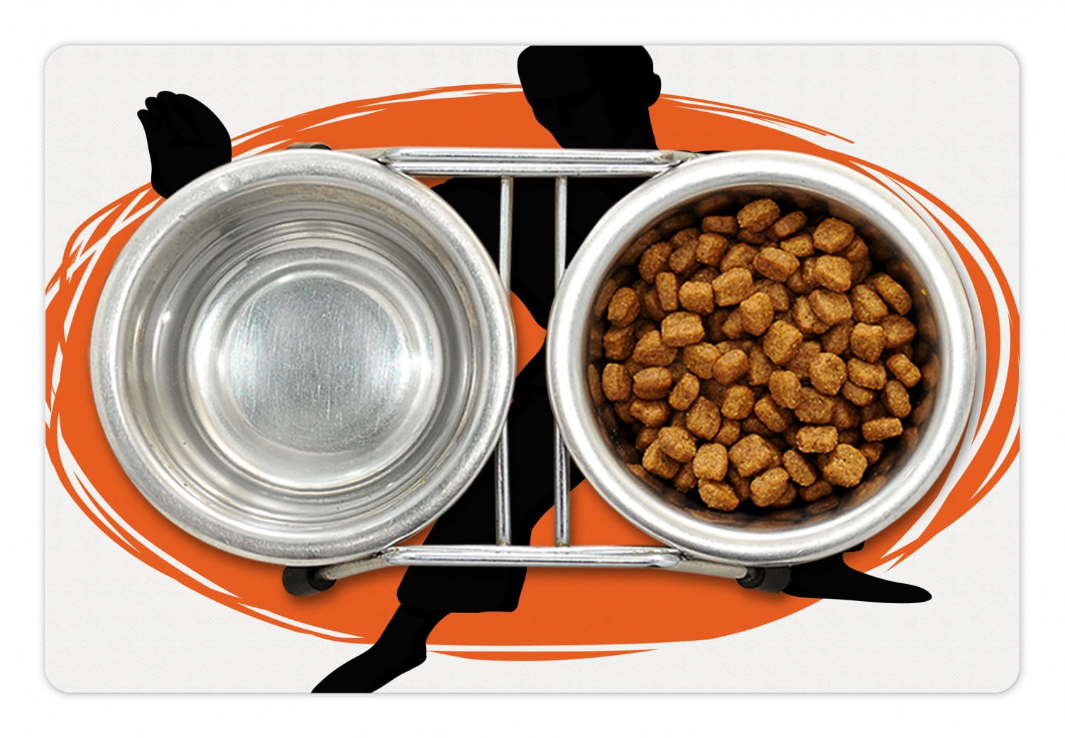 Kung Fu Pet Mat for Food and Water, Silhouette Style Karate Posed Man ...