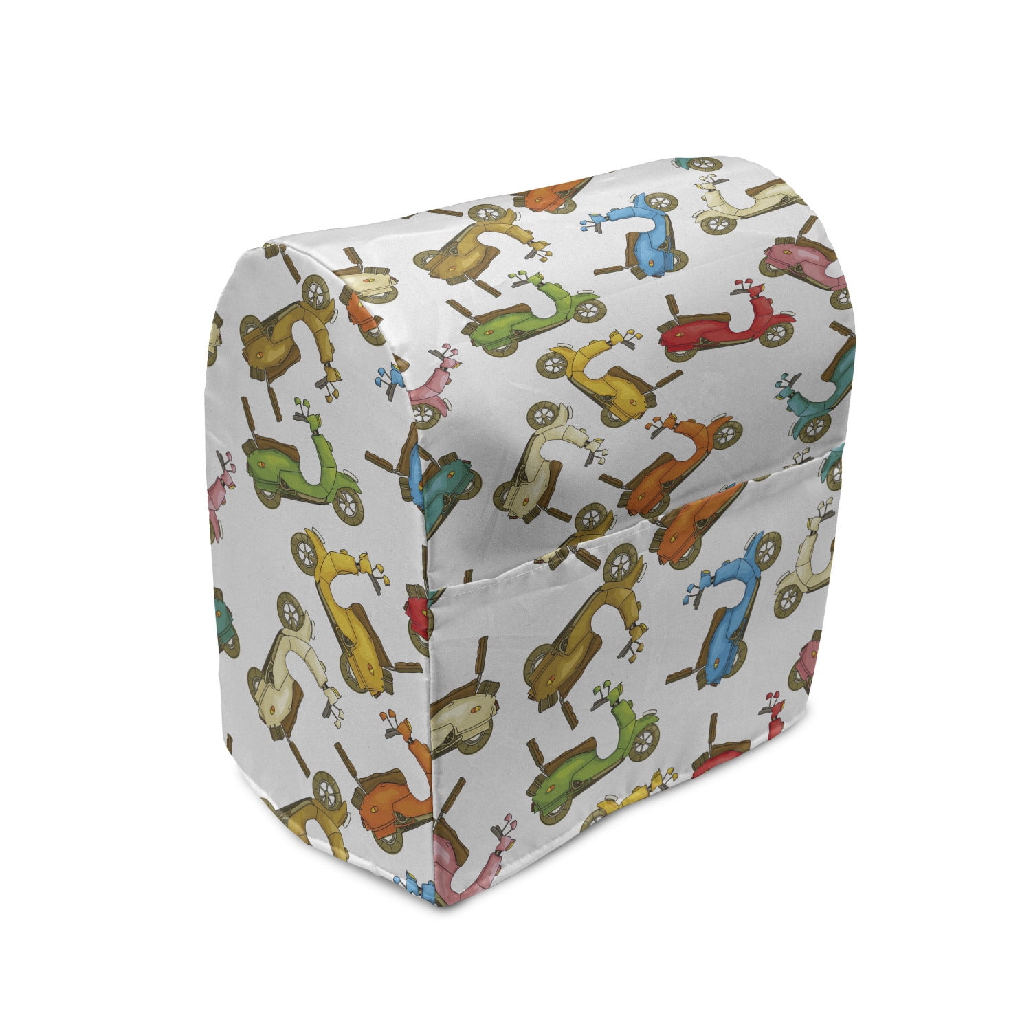 Motorcycle Stand Mixer Cover, Famous Moped Bikes in Cartoon Style and ...