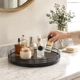 3PCS Round Black Tray, Metal Decorative Round Platter For Serving Food ...