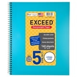 Exceed Spiral Notebook, College Ruled, 5 Subject, 160 Pages, 9" x 11 ...