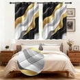 Black and Gold Marble Pattern Blackout Curtains,Triple Weaved Fabric ...