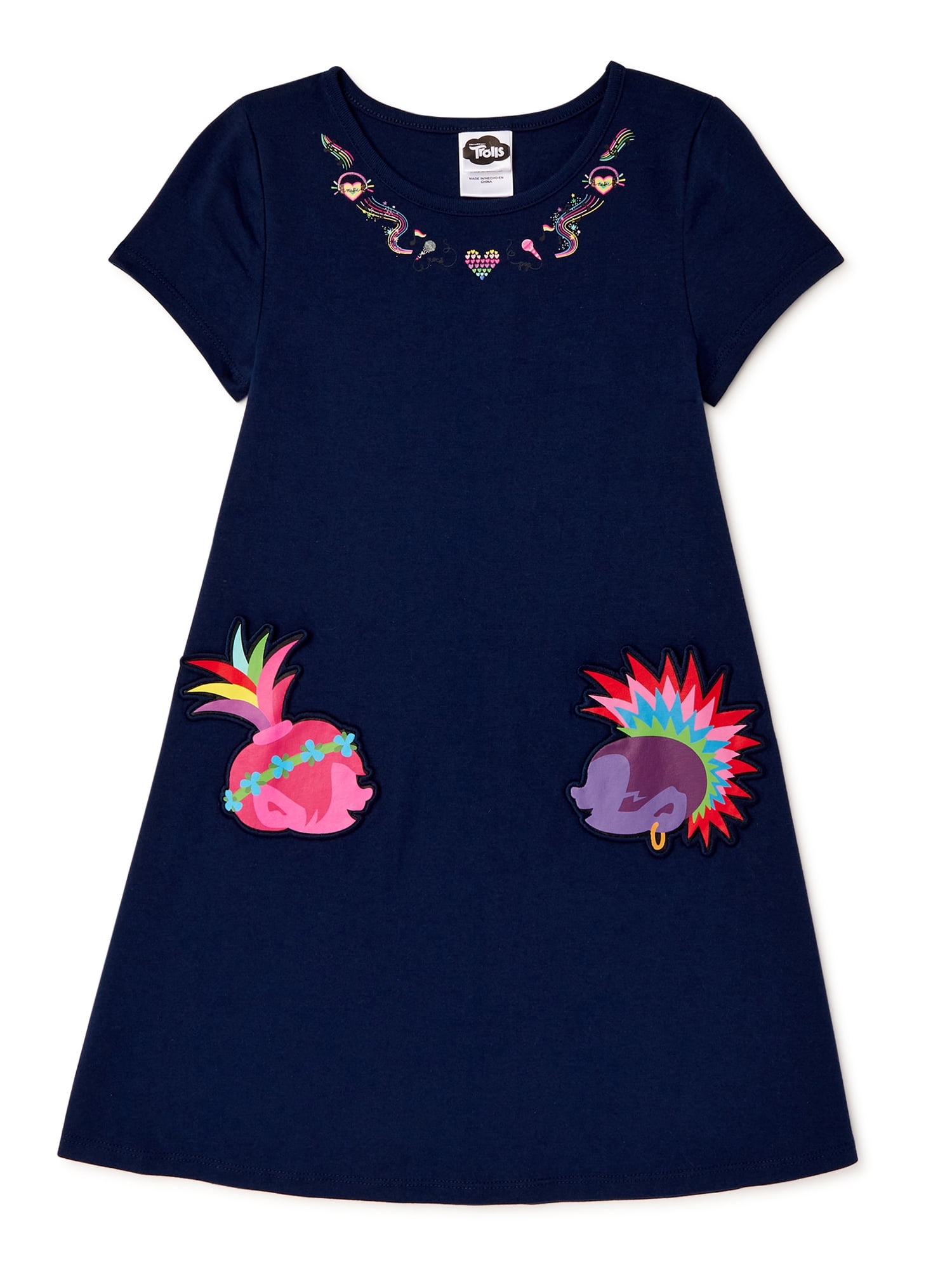 Trolls Girls Shift Dress With Character Pockets, Sizes 4-18 - Walmart.com