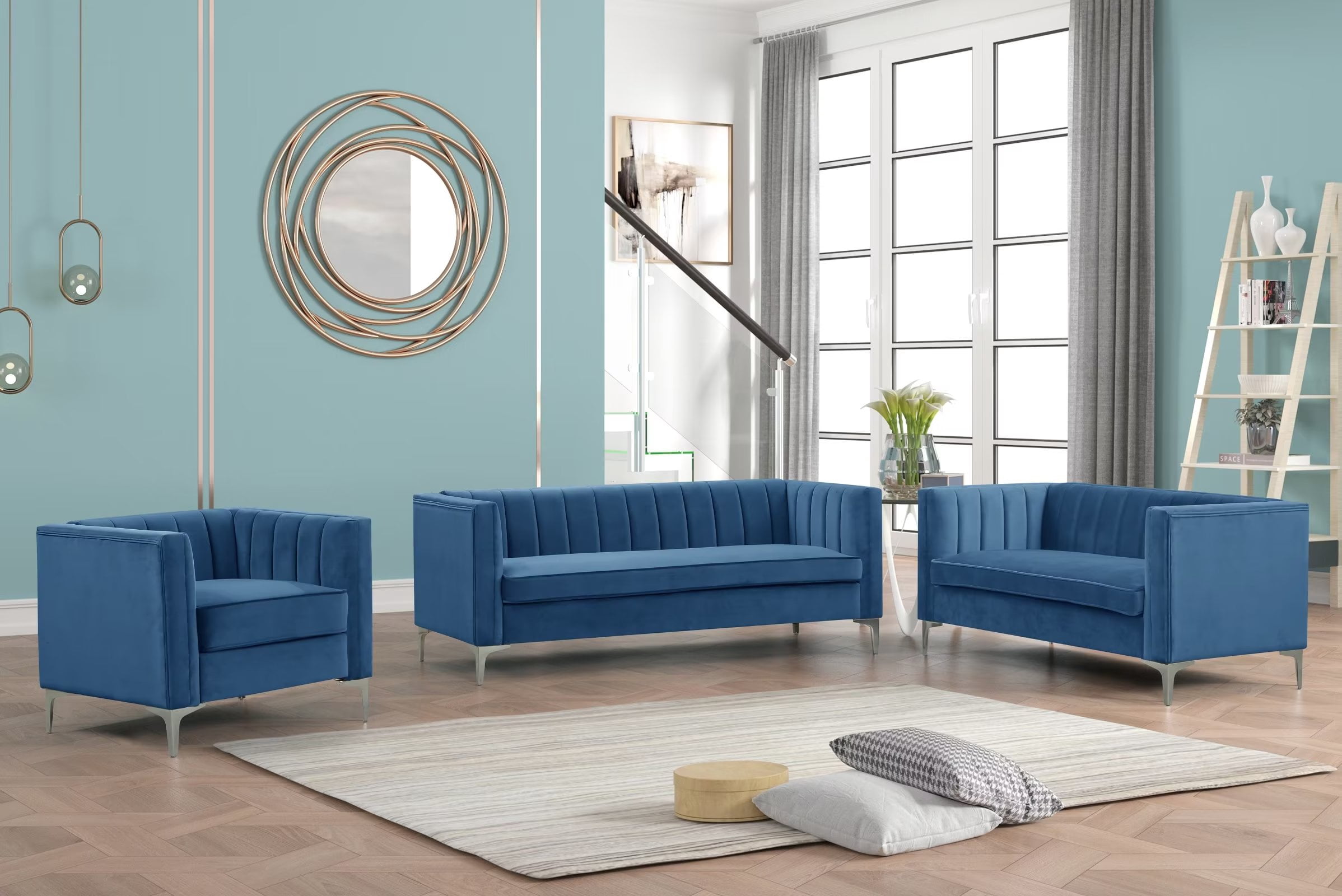 Morden Fort Contemporary Living Room Set Velvet Upholstered Accent ...