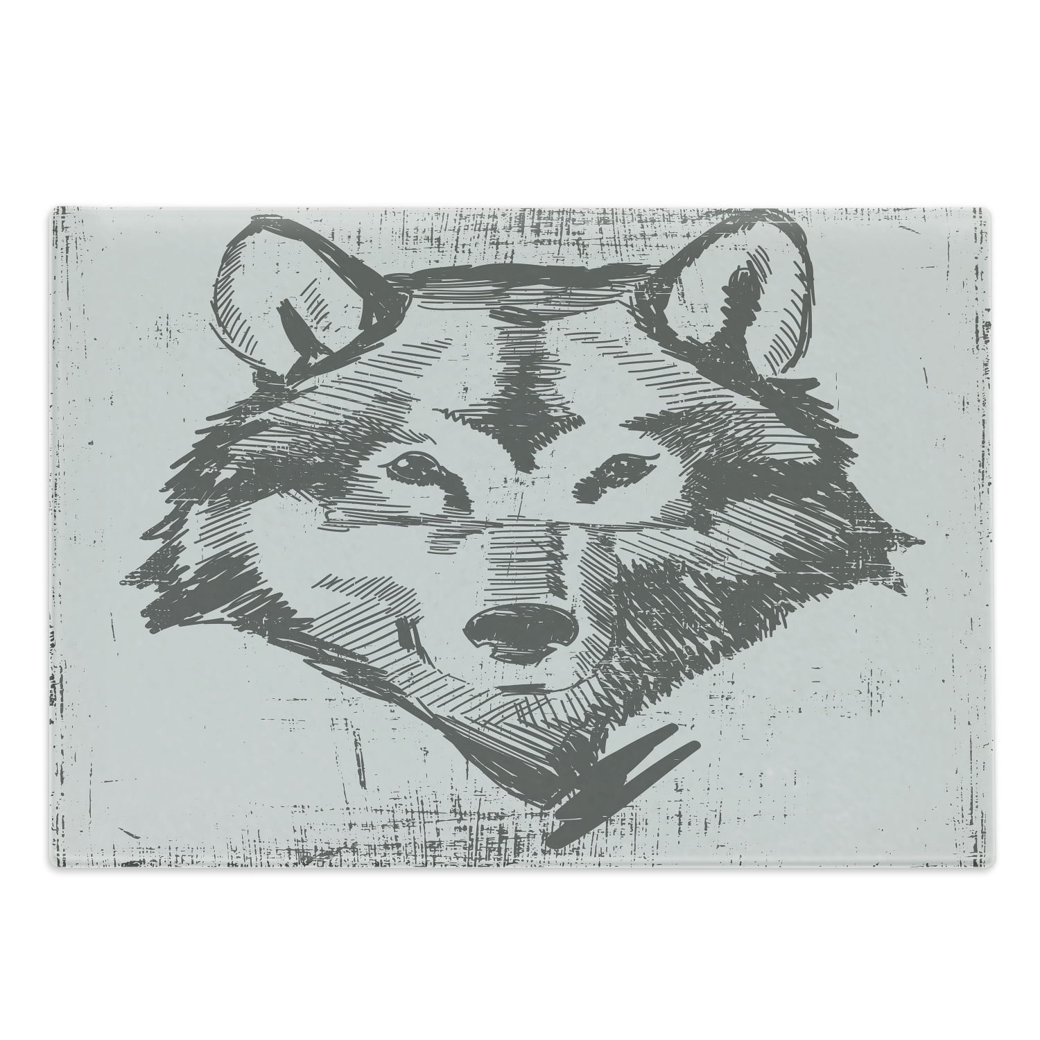 Wolf Cutting Board, Monochrome Sketch Style Detailed Animal Pattern ...