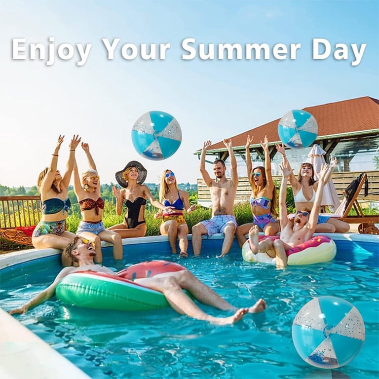 Inflatable Pool Floats 24"/16" Large Inflatable Glitter Pool Beach Ball ...