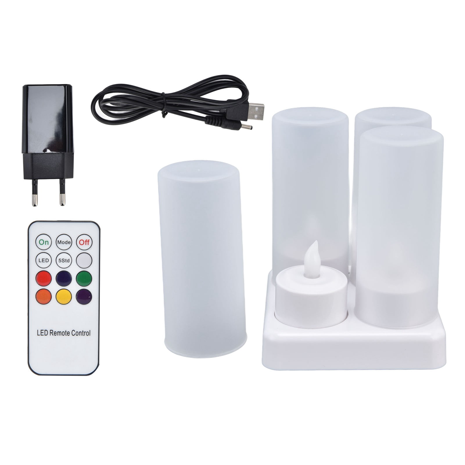 Velas LED recargables parpadeantes sin llama, luz de té colorida con ...